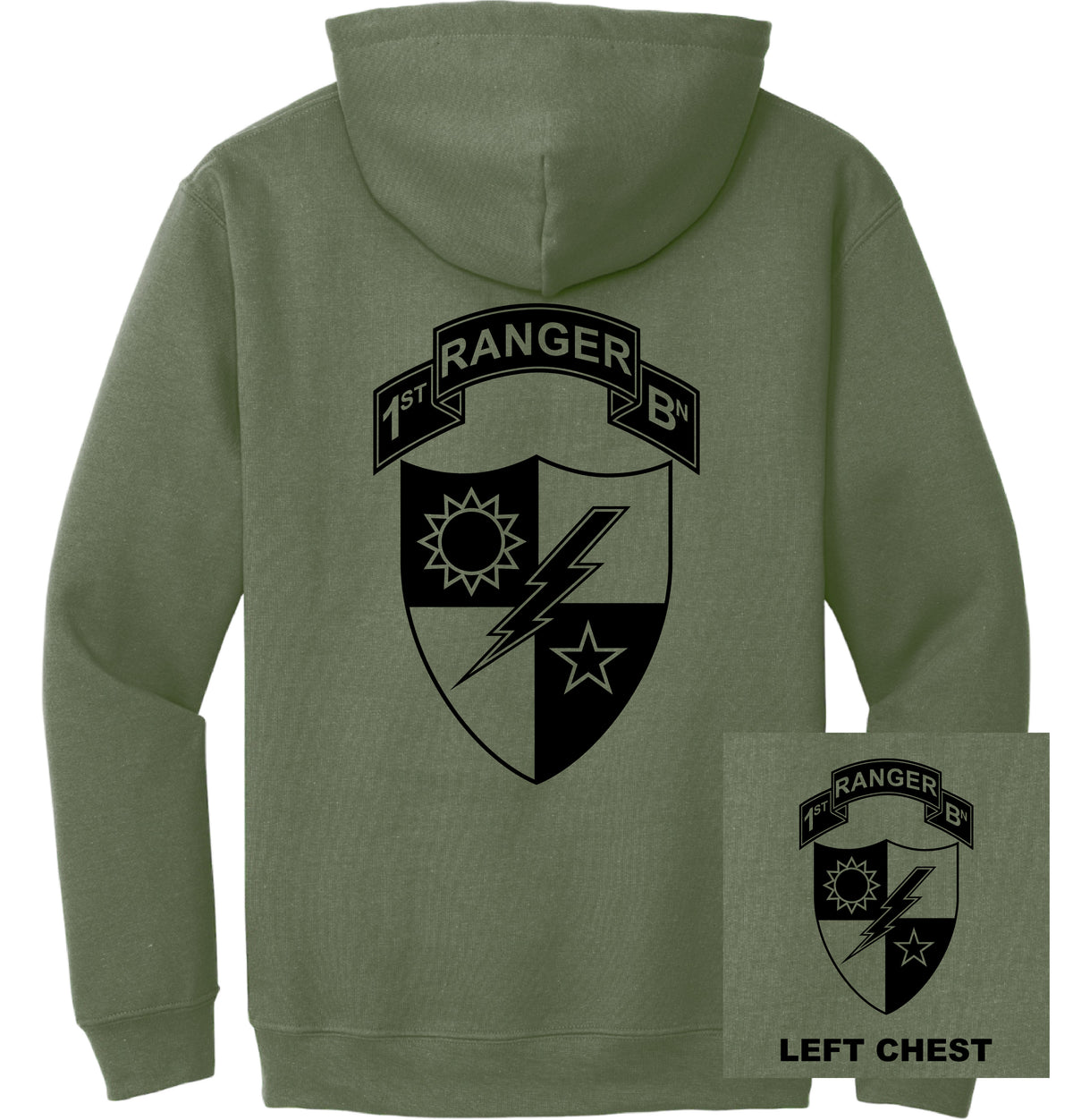 US Army - 1st Ranger Battalion Hoodie — Hell Hound Gear