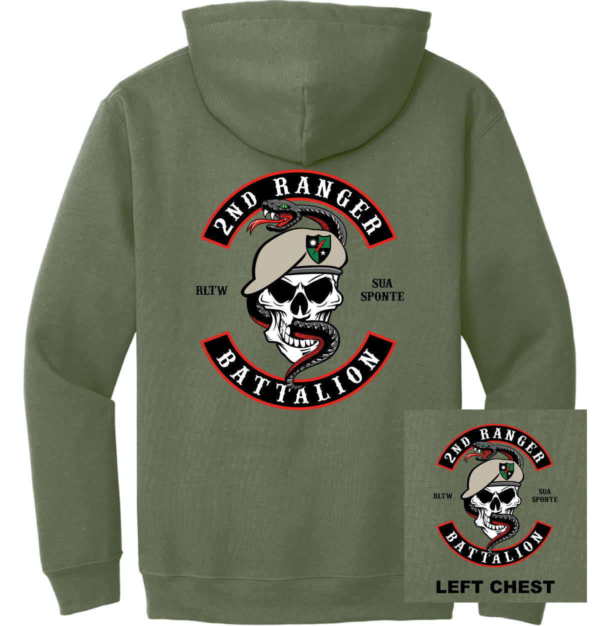 US Army - 2nd Ranger Battalion Hoodie — Hell Hound Gear
